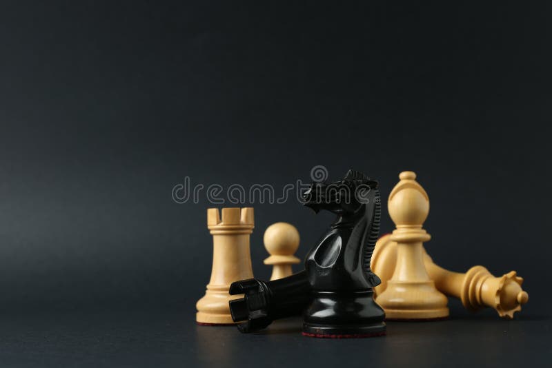 Different Chess Pieces on Dark Background. Space for Text Stock Photo ...