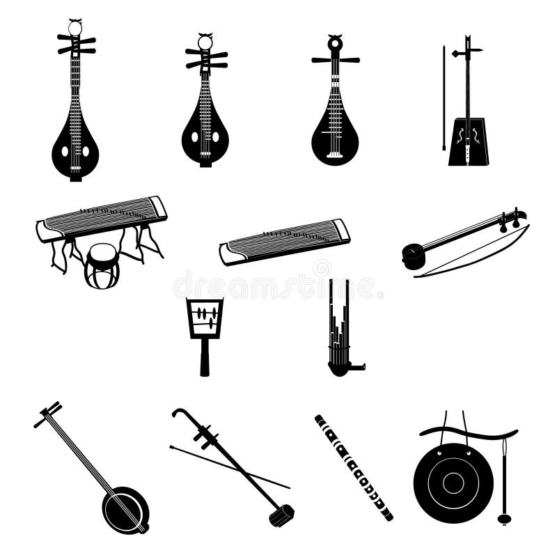 Chinese music instruments stock vector. Illustration of isolated - 19476721