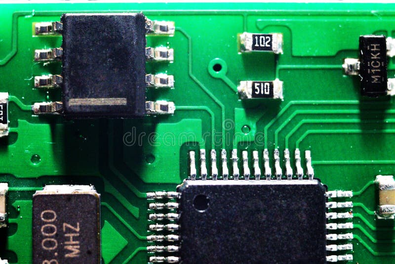 Different Chips and Components with Electronic Circuit Board Stock ...