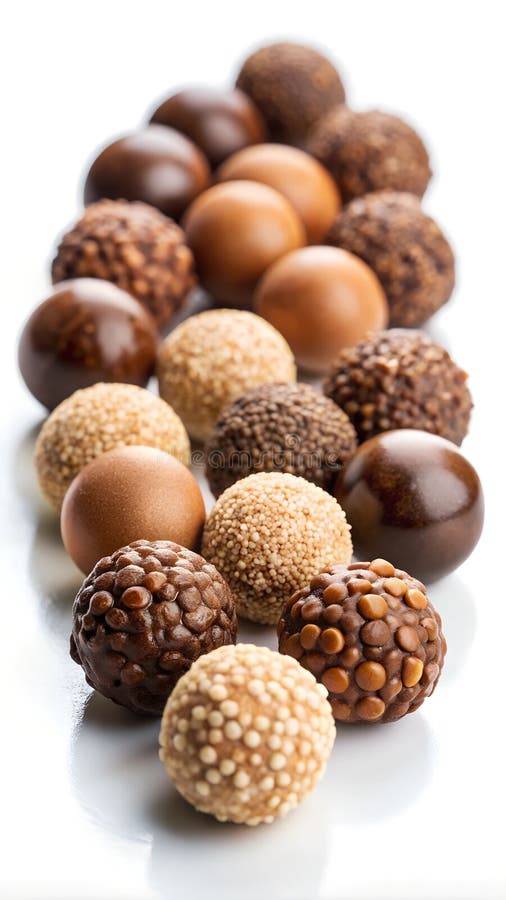 Different Chocolate Balls are Isolated on a White Background. Minimal ...