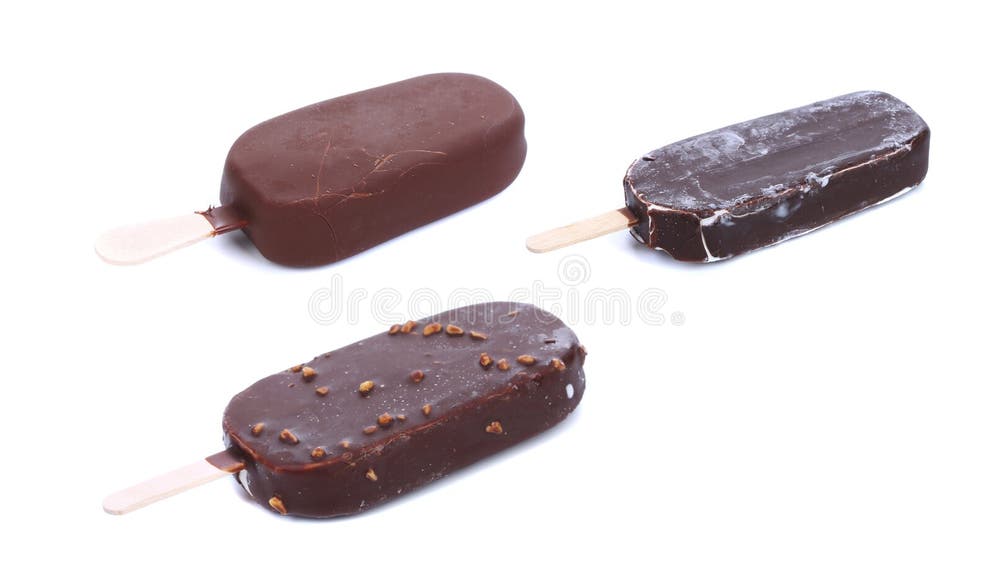 Different Chocolate-coated Blocks of Ice Cream. Stock Photo - Image of ...
