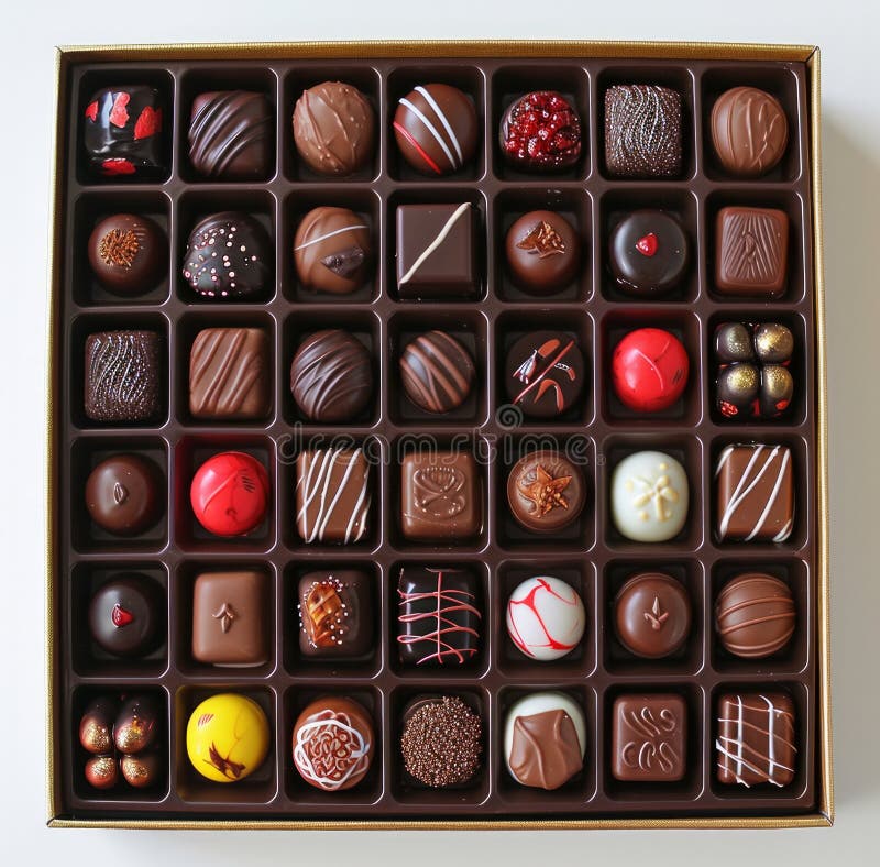 Different Chocolates in a Box or Boxed Gift, Classical Symmetry ...