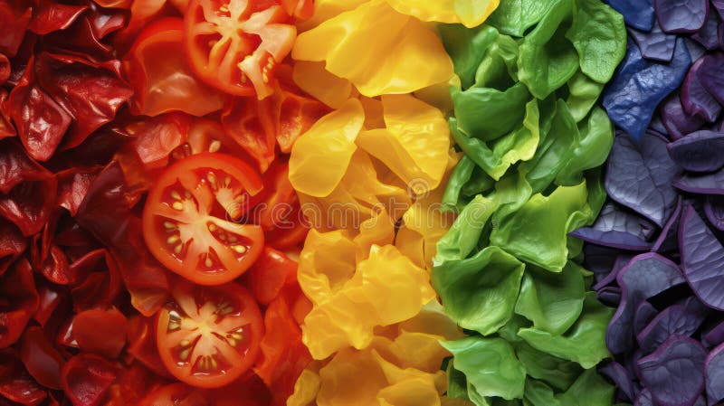 Different Choped Vegetables Arrange in the Colors of the Rainbow Stock ...