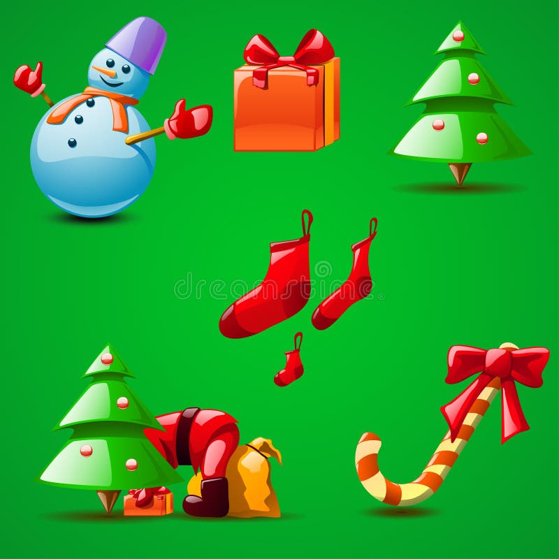 Different Christmas Set of Stuff Stock Vector - Illustration of tree ...