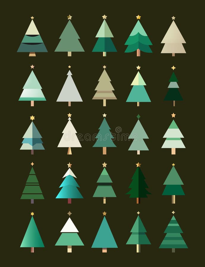 Different Christmas Tree Set, Vector Illustration Stock Vector ...