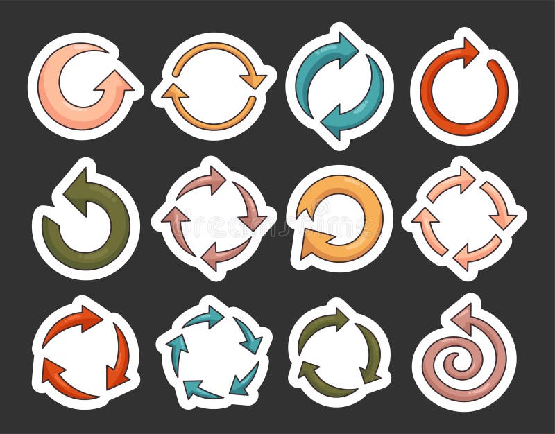 Different Circular Arrows. Sticker Bookmark Stock Vector - Illustration ...
