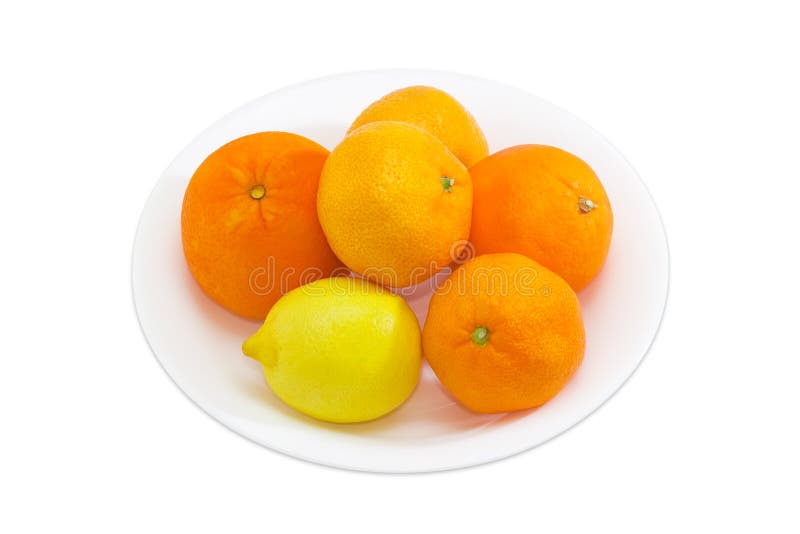 Different Citrus on a White Dish Stock Photo - Image of vitamins ...