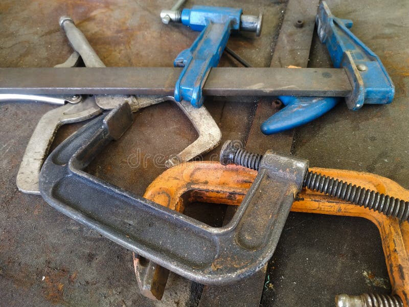 Different Clamps at the Welder S Workplace Stock Image - Image of ...