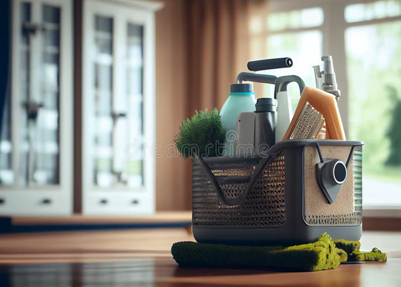 Different Cleaning Supplies in Boxes, AI Generated Stock Illustration ...