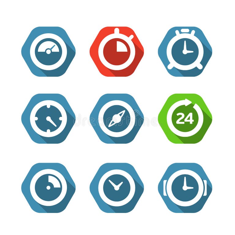 Different Clock Buttons Collection Stock Vector - Illustration of ...