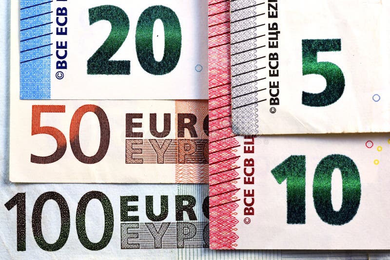 Different Close Up EURO Bank Note and Currency Stock Image - Image of ...