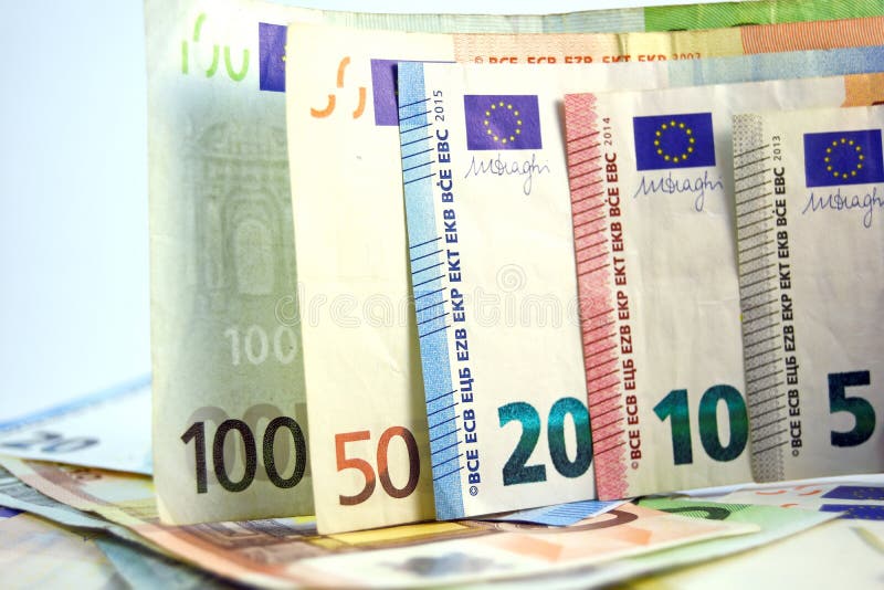 Different Close Up EURO Bank Note and Currency Stock Photo - Image of ...
