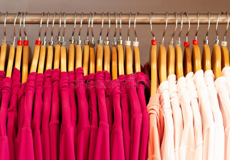 Different Clothes Hanging on the Shoulders, Front View, the Close-up ...