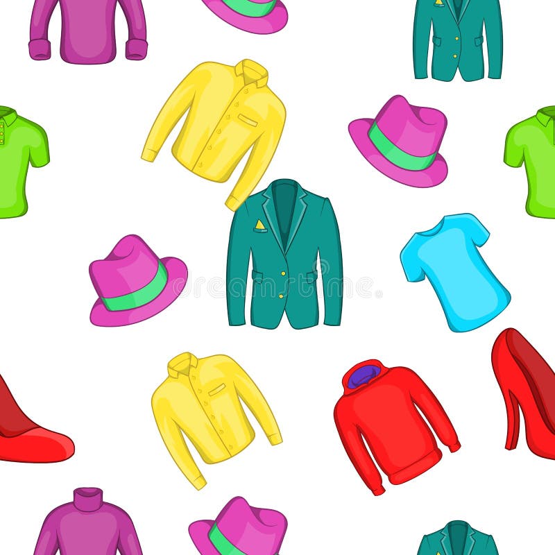 Different Clothes Pattern, Cartoon Style Stock Vector - Illustration of ...