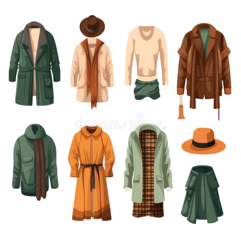 Different Clothes Set Isolated on White Flat Illustration Stock ...