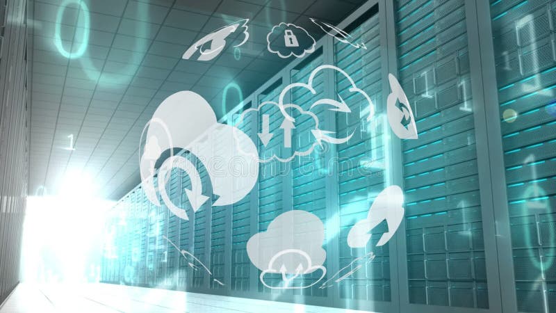 Cloud Icons Floating and Data Processing Over Blue Chemical Structures ...