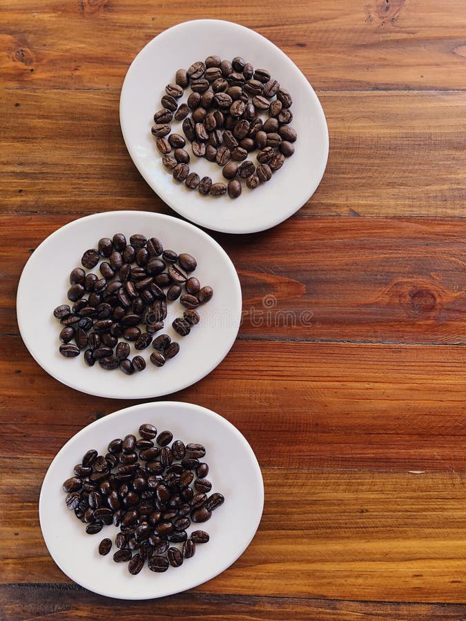 Touch the Difference . Different of Coffee Beans Roasts Stock Photo ...