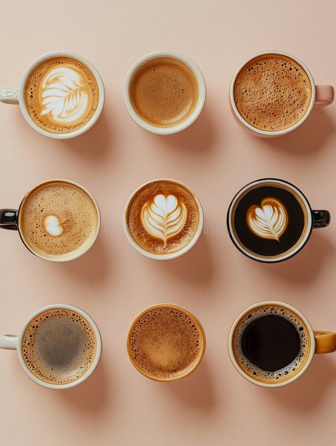 Different Coffee Cups Arranged Grid Pattern Stock Photos - Free ...