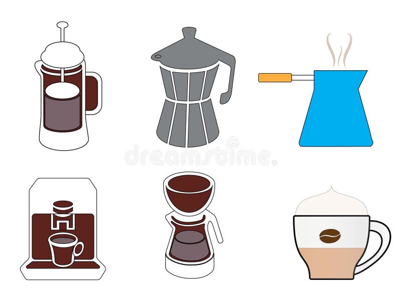 Different Coffee Makers Together with a Cup of Coffee and a Turkish ...