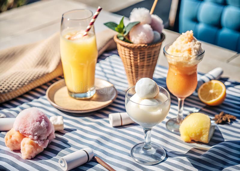 Different Cold Drinks in a Cafe Stock Illustration - Illustration of ...