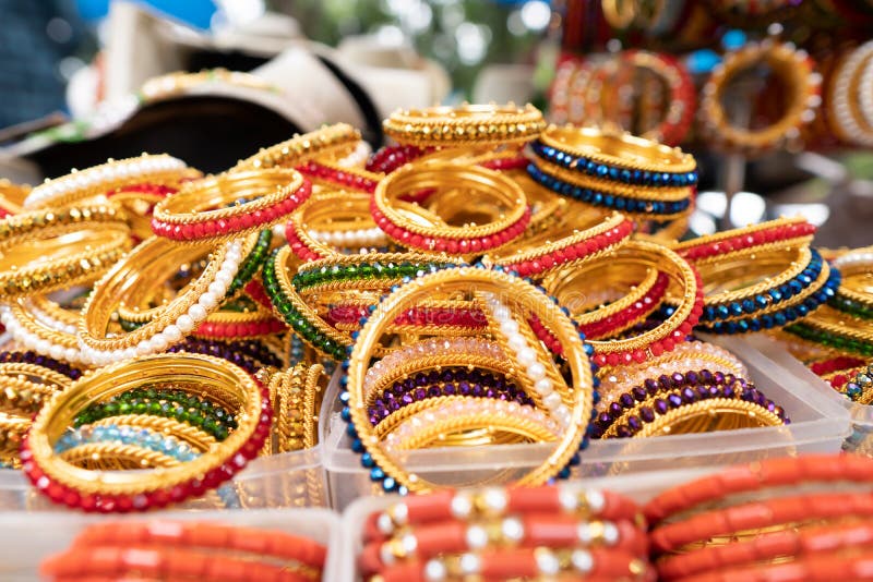 Different Color Bangles on Table for Selling Editorial Photo - Image of ...