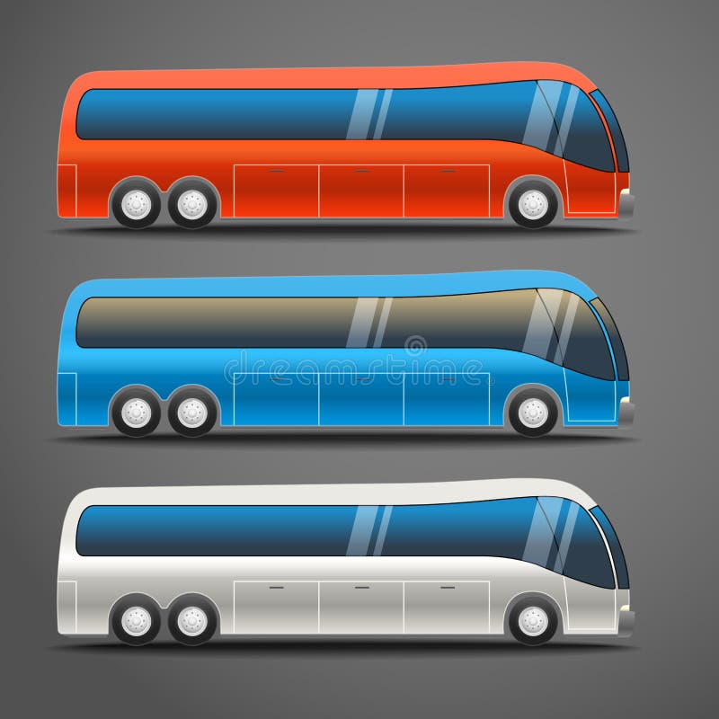 Different Color City Bus Illustration Stock Vector - Illustration of ...