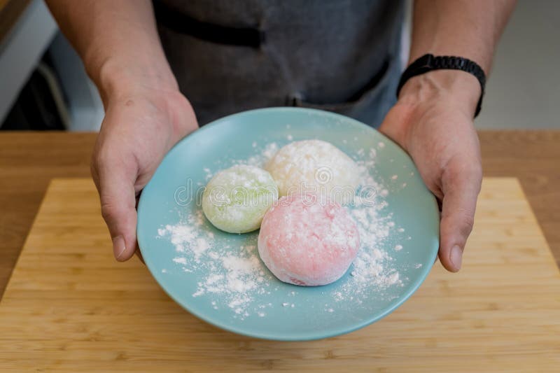 Delicious Japanese Souffle Pancake with Dice Mango and Jam on White ...