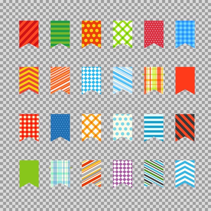 Different Color Flags Collection on Transparent Stock Vector ...