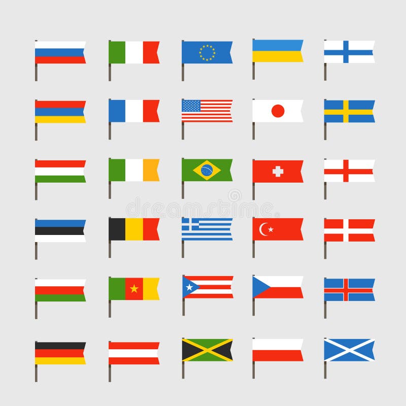 Different Color Flags of Countries. Clip-art Stock Illustration ...