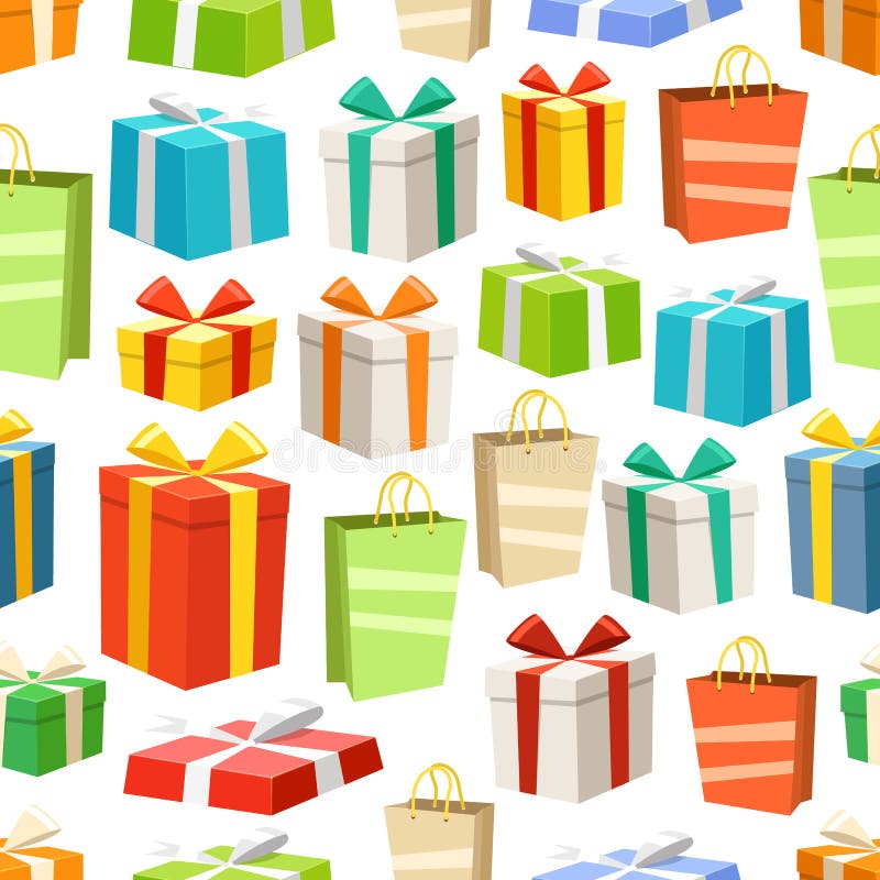 Different Color Gift Boxes Seamless Pattern Stock Vector - Illustration ...