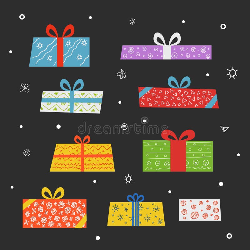 Different Color Gift Boxes Set Stock Vector - Illustration of holiday ...