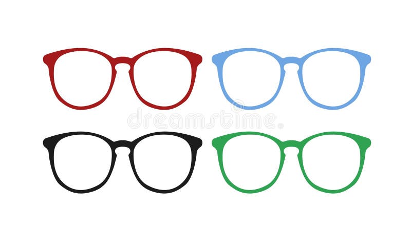 Different Color Glasses Frames. Vector Isolated Set of Glasses Icons ...
