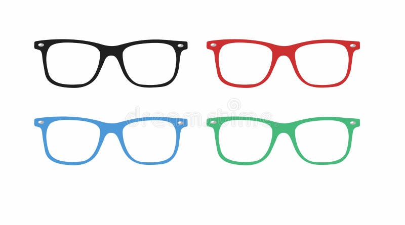 Different Color Glasses Frames. Vector Isolated Set of Glasses Stock ...