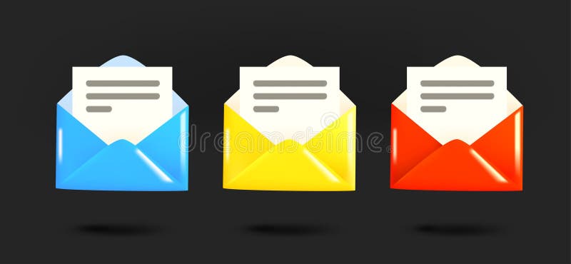 Different Color Letter Icons Collection. 3d Vector Isolated on Black ...