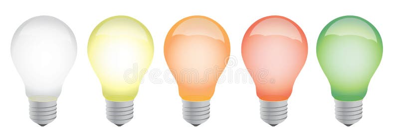 Different Color Lightbulbs Illustration Design Stock Vector ...