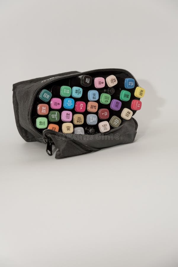 Different Color of Mark Pens in Black Bag Stock Image - Image of ...