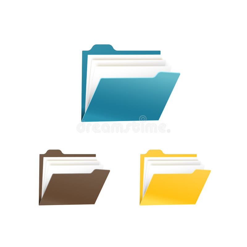Folders Collection with Different Content Stock Vector - Illustration ...