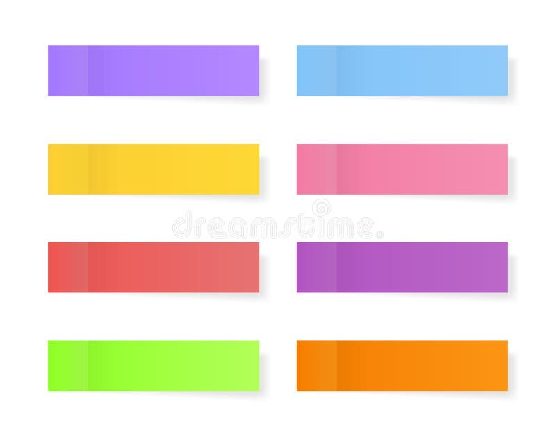 Different Color Paper Stickers Vector Collection. Sticky Colored Notes ...