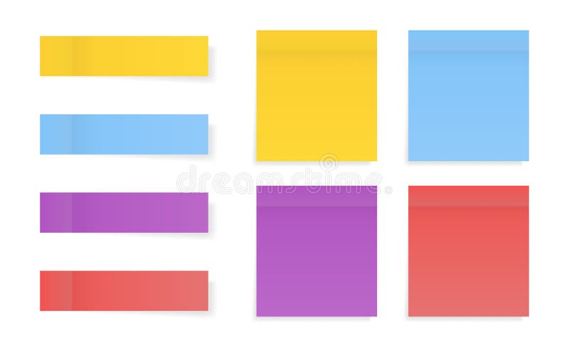 Different Color Paper Stickers Vector Collection. Sticky Colored Notes ...