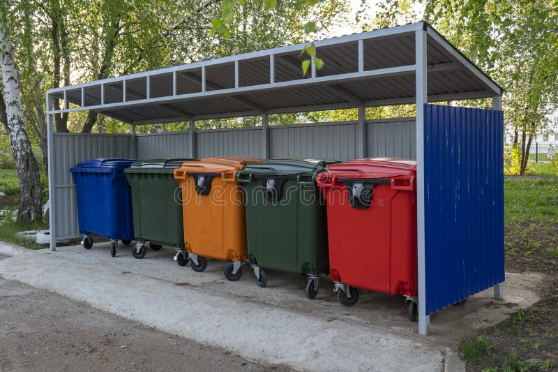 Different Color Plastic Street Containers for Garbage Collection Stock ...