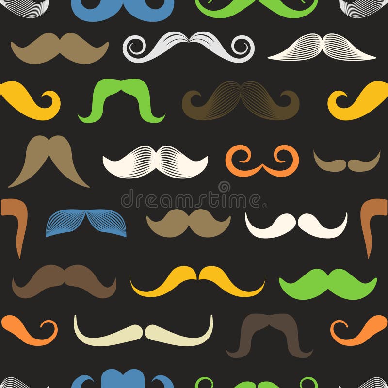 Different Color Retro Style Moustache Stock Vector - Illustration of ...