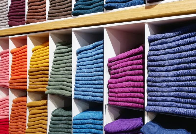 Different Color Socks are on the Shelves of the Store Stock Image ...