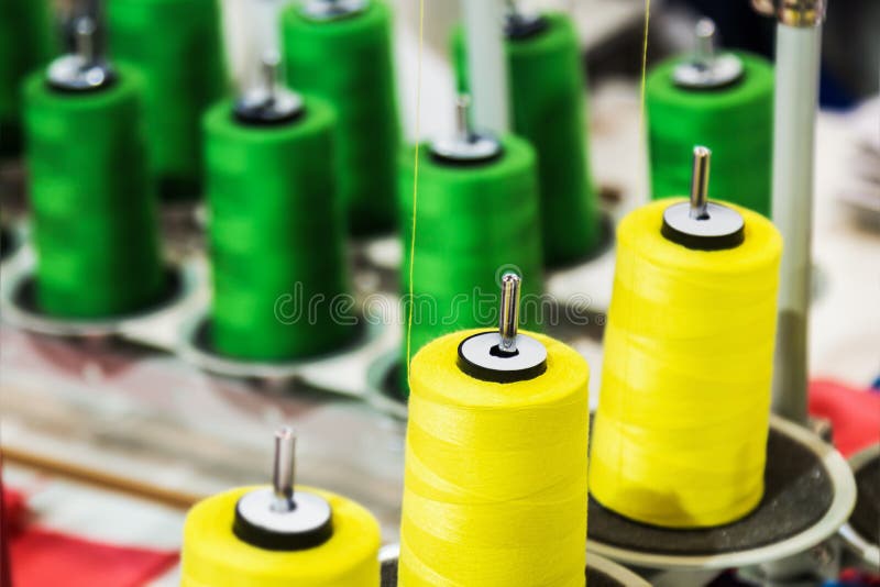 Different Color Spools of Thread for the Textile Industry Stock Photo ...