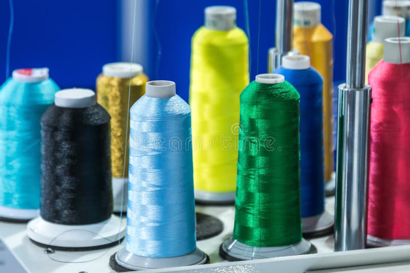 Different Color Threads on the Sewing Machine Stock Photo - Image of ...