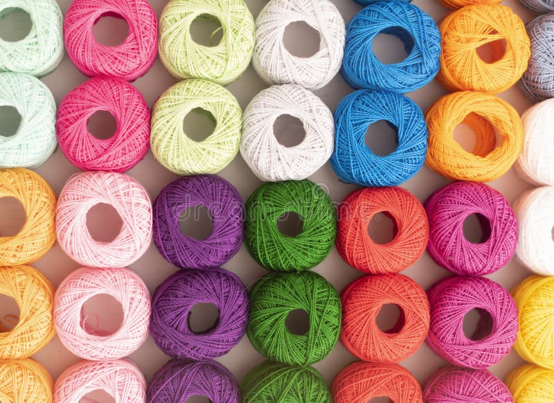 Different Colored Bag of Wool Stock Photo - Image of hobby, orange ...