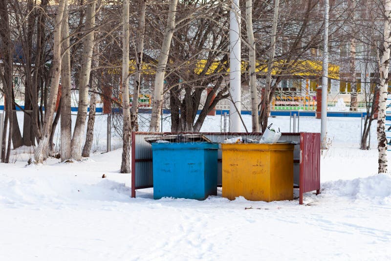 Colored Bins for Selective Garbage Collection Stock Image - Image of ...