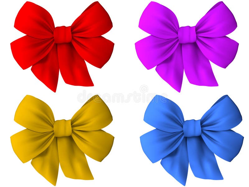 4 Different Colored Bows of Cloth Stock Illustration - Illustration of ...