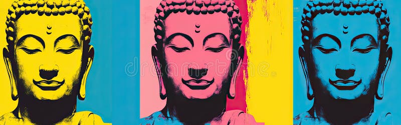Group of Buddhas in Various Colors Stock Illustration - Illustration of ...