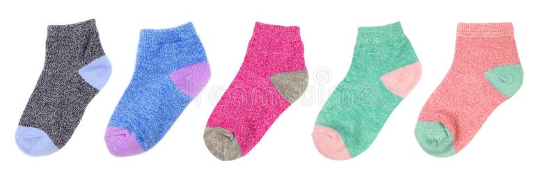Different Colored Children S Socks Isolated on White Stock Photo ...