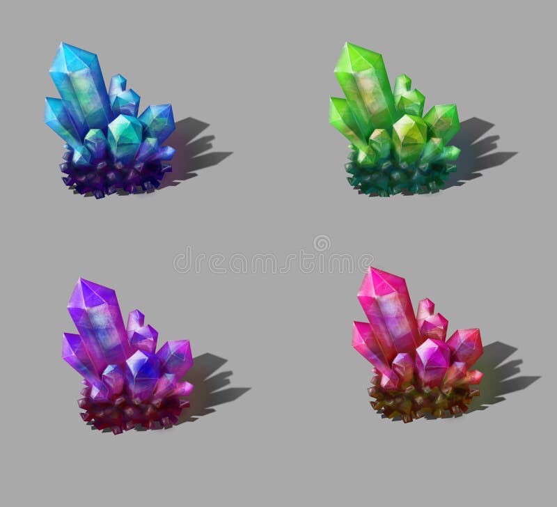 Different Colored Crystals Realistic Stock Illustration - Illustration ...